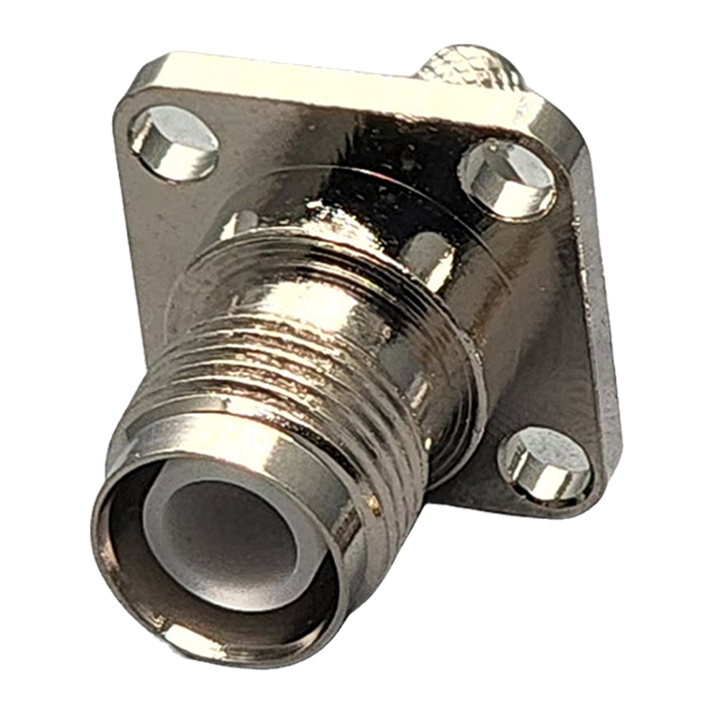 Reverse Polarity TNC Female Panel Mount 4-hole Connector Crimp Coax RG
